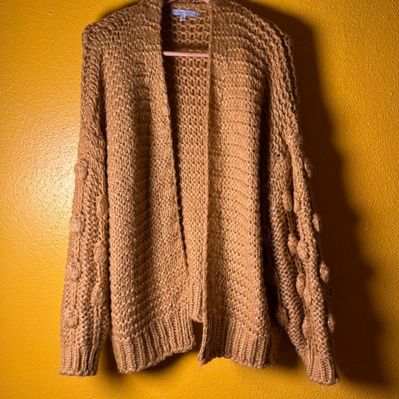 Jackets & Coats | Mustard Yellow Knit Jacket With Ballball Sleeves ...